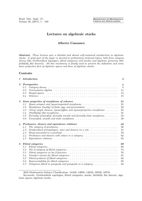 Pdf Lectures On Algebraic Stacks