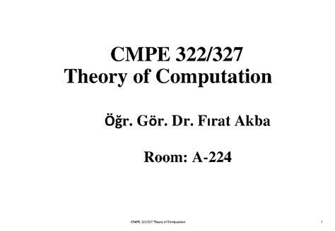 Lec01 Introduction To To C Cmpe 322 Theory Of Computation Öğr Gör