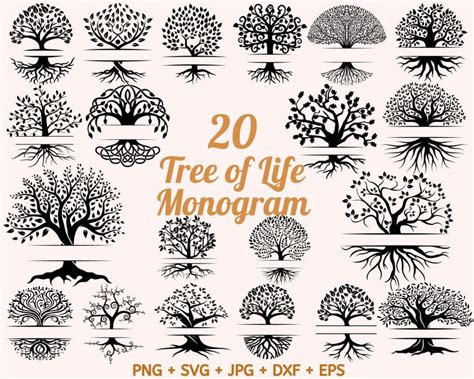 Tree Of Life Monogram Svg Tree Roots Svg Tree With Roots Svg Family Tree Svg Our Roots SVG