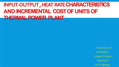 Input Output Characteristics Of Thermal Plant Pptx