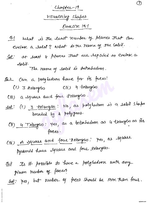 RD Sharma Solutions Class Chapter Visualising Shapes Exercise