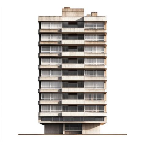 Photorealistic Brutalist Highrise Apartment Building 3d Render Isolated