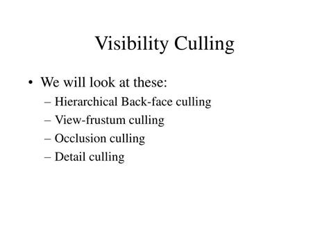 Ppt Visibility Culling Powerpoint Presentation Free Download Id