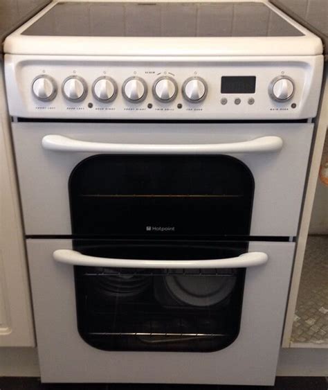 Hotpoint Freestanding Double Oven with Schott Ceran Ceramic Hob White ...