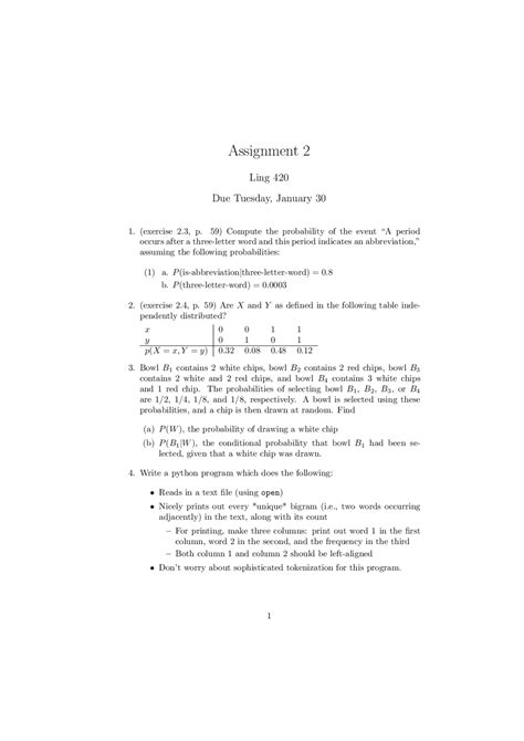 Assignment 2 Natural Language Processing Introduction Ling 420 Docsity