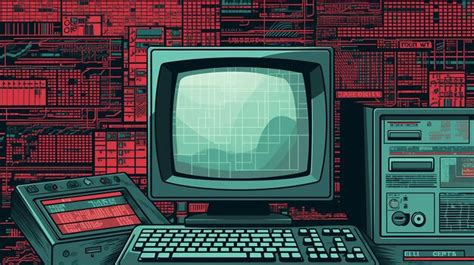 Premium Photo Retro Technology Background Concept Seamless Background Critical Error Message