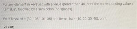 Solved For Any Element In Keyslist With A Value Greater Than