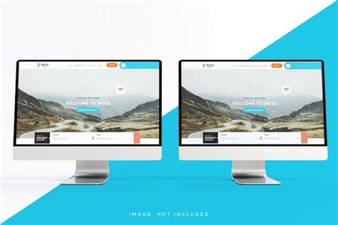 Premium Psd Two Desktop Screen With Website Presentation Mockup