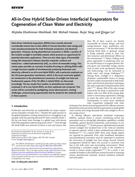 Pdf All‐in‐one Hybrid Solar‐driven Interfacial Evaporators For