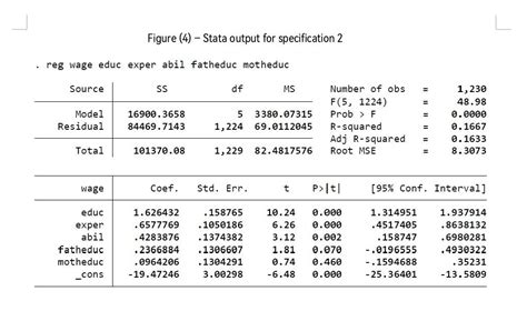 Solved 2 Use The Stata Outputs Presented In Handout 1 To