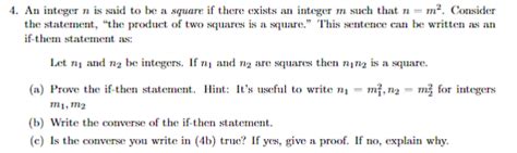 Solved An Integer N Is Said To Be A Square If There Chegg