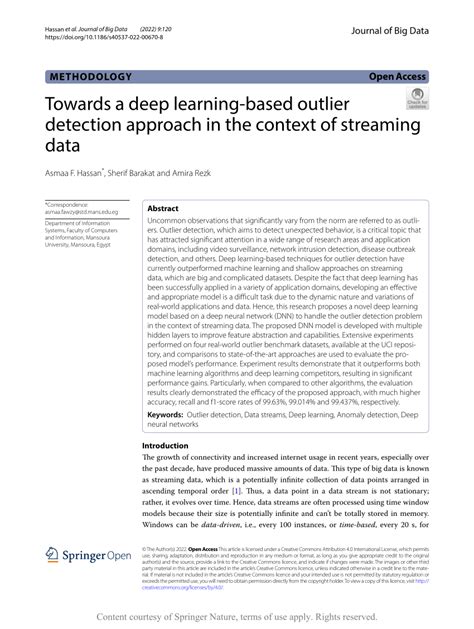 Pdf Towards A Deep Learning Based Outlier Detection Approach In The Context Of Streaming Data