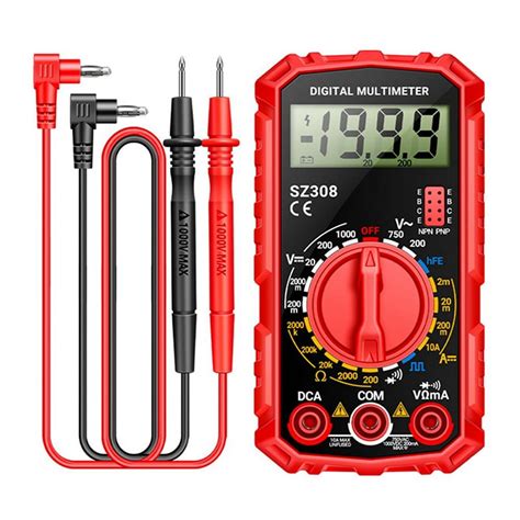 Sz308 Digital Multimeter Voltage Resistance Meter Current Meter Electrician Lcd Backlight Ohm Sq