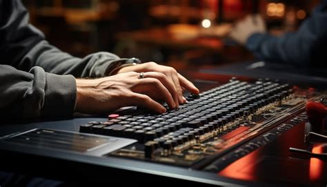 Free Photo A Busy Businessman Typing On A Computer Keyboard Indoors