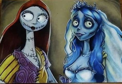 Sally And Corpse Bride Tim Burton Nightmare Before Christmas 2 Corpse
