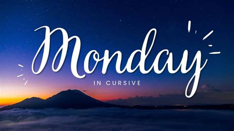 Monday In Cursive Worksheet Printables