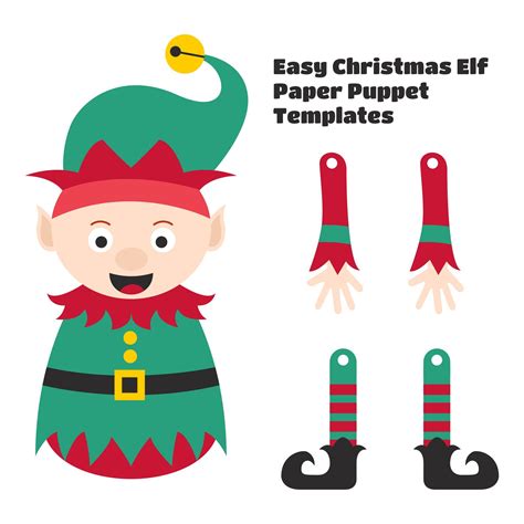 Easy Christmas Elf Paper Puppet With Printable Templates Christmas