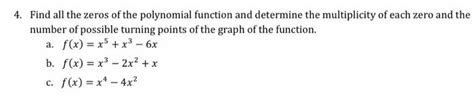 Solved Find All The Zeros Of The Polynomial Function And Chegg