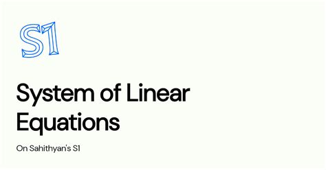 system of linear equations sahithyan s s1
