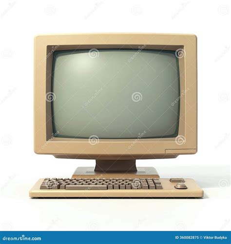 Retro Computer Screen And Keyboard Vintage Desktop Pc Monitor Old