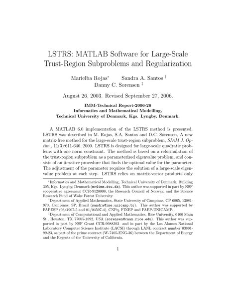 pdf algorithm 873 lstrs matlab software for large scale trust