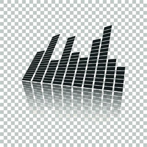 Vector Sound Waveforms Icon On Mirror Sound Waves And Musical Pulse