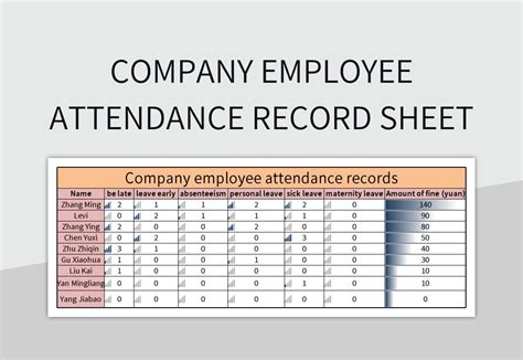 Attendance Record Sheet Template