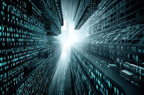 Binary Code Storm Envelops Technology Campuses In Us And China Showcasing The Digital Landscape