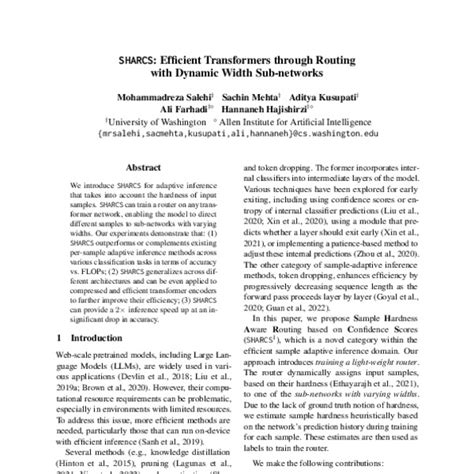 Sharcs Efficient Transformers Through Routing With Dynamic Width Sub Networks Acl Anthology