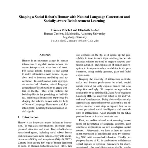 Shaping A Social Robots Humor With Natural Language Generation And Socially Aware Reinforcement