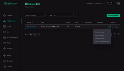 How To Manage The Yandex Cloud Hostprovider Arenadata Docs