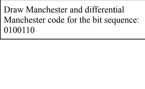 Draw The Manchester And Differential Manchester Encoding For The Bit Sequ