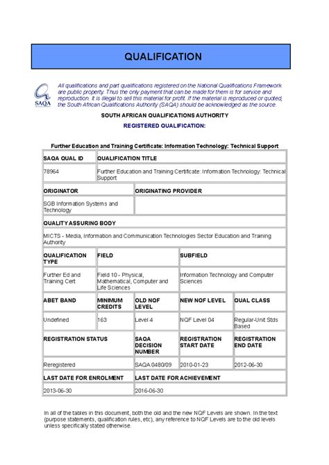 Qualification Memo Qualification All Qualifications And Part