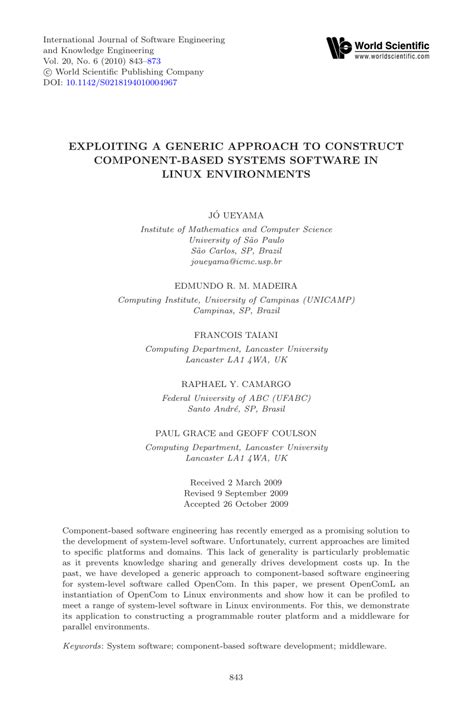 Pdf Exploiting A Generic Approach To Construct Component Based