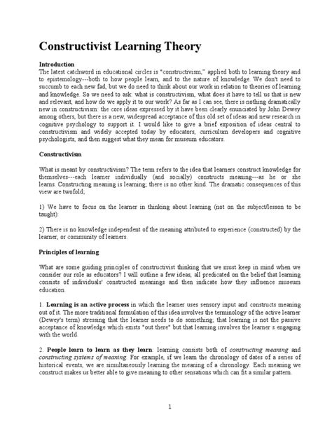 Constructivist Learning Theory Constructivism Philosophy Of Education Learning Theory