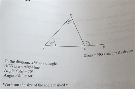 Solved Diagram Not Accurately Drawn In The Diagram Abc Is A Triangle Acd Is A Straight Line