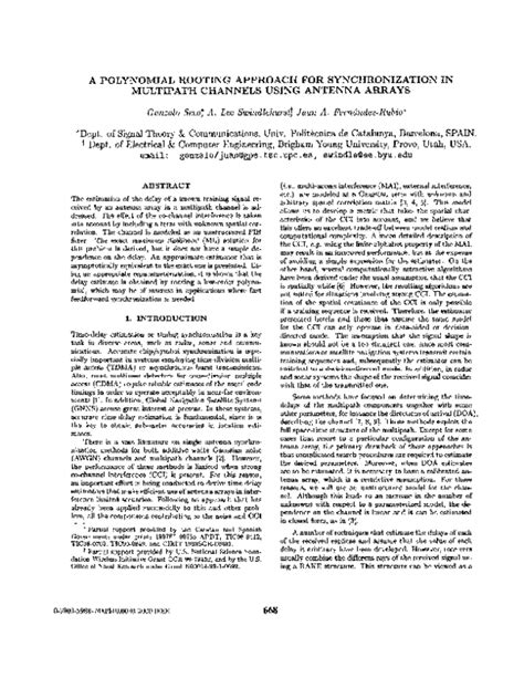 Pdf A Polynomial Rooting Approach For Synchronization In Multipath
