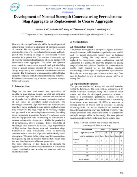 Pdf Development Of Normal Strength Concrete Using Ferrochrome Slag