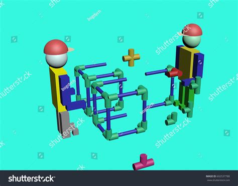 Assembly Construction Workers 3d Stock Illustration 692537788 Shutterstock