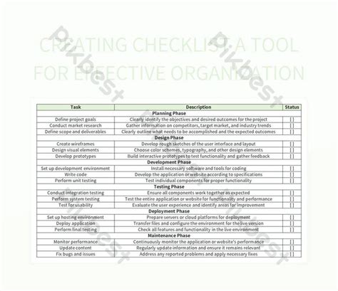Creating Checklist A Tool For Effective Organization Excel Template Free Download Pikbest