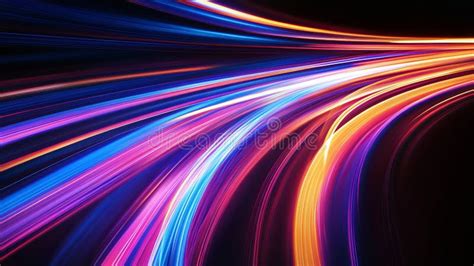 Colorful Abstract Light Trails On A Dark Background Dynamic Motion And
