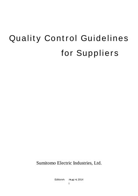 Pdf Quality Control Guidelines For Suppliersglobal Csr