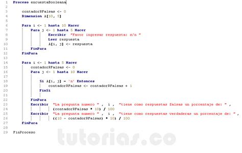 Arreglos Pseint Encuesta Booleana