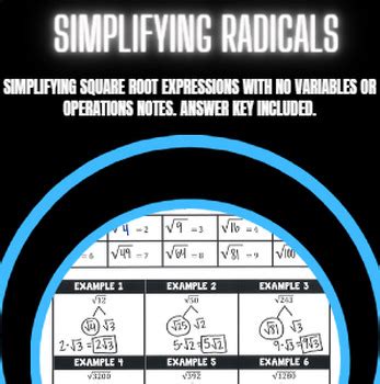 Simplifying Square Root Expressions Notes By Natalie Beebe TPT