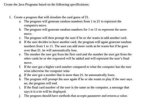 solved create the java programs based on the following