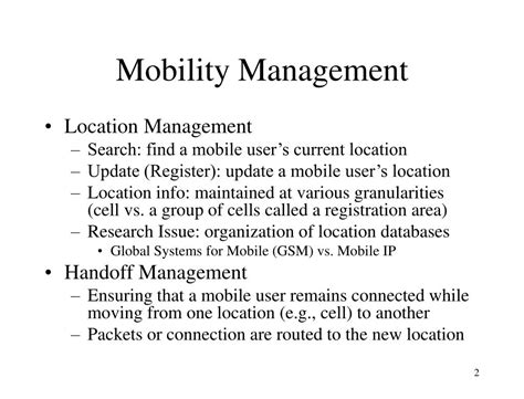 Ppt Lecture 1 Mobility Management In Mobile Wireless Systems