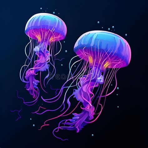 AI Generated Illustration Of Two Iridescent Jellyfish Stock Illustration Illustration Of Ocean