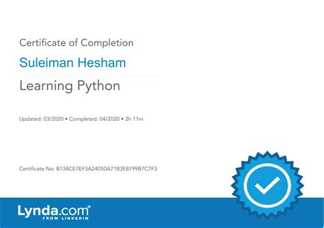 Learning Python Certificateofcompletion Pdf