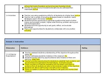 T TESS Observation Evidence Form By Teach Me Something TPT