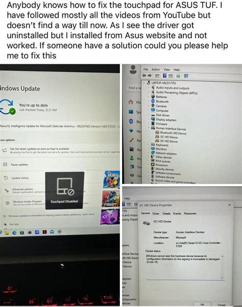Touchpad Issue Asus Tuf Rasus
